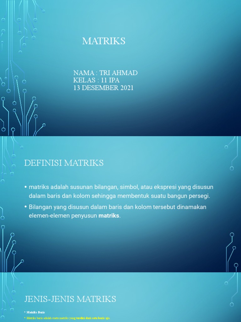 Ringkasan Materi MATRIKS Kelas 11 SMA | PDF
