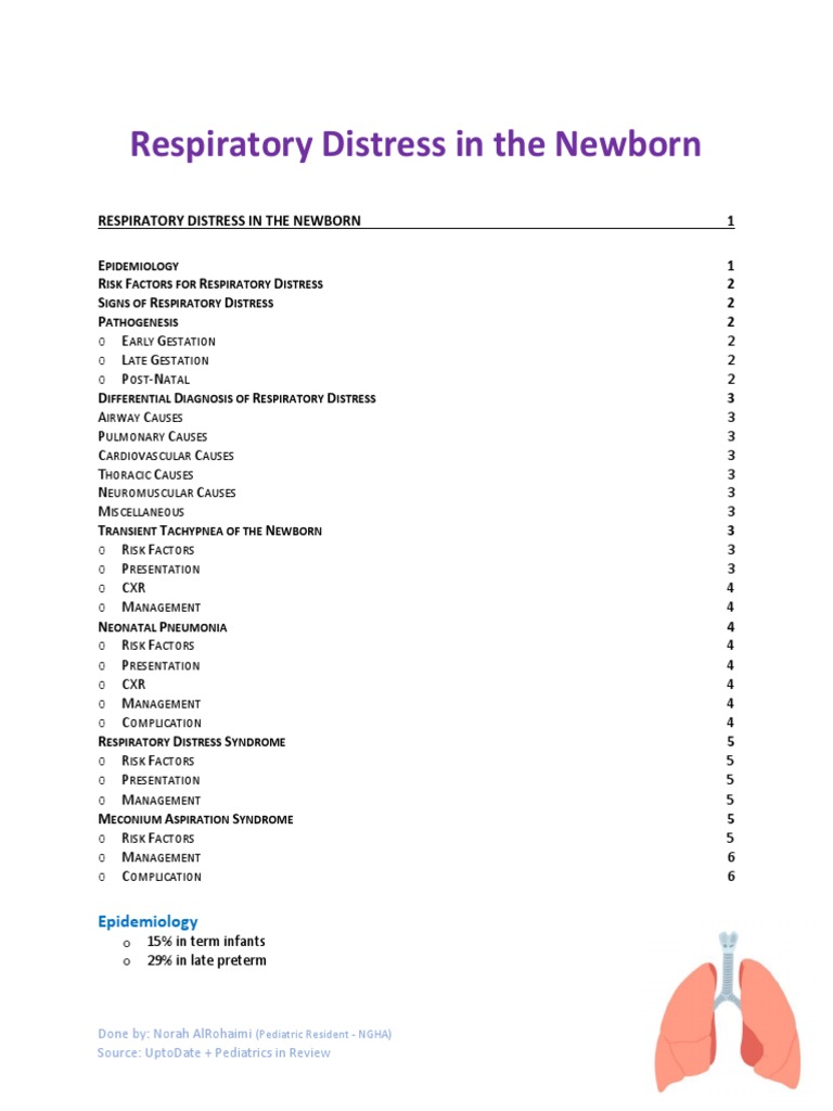 Respiratory Distress in The Newborn | PDF | Lung | Clinical Medicine