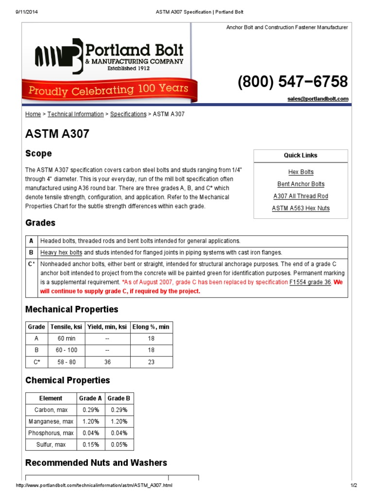 ASTM A307: Scope | PDF | Screw | Industrial Processes
