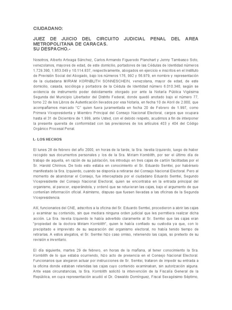 Modelo de Querella Por Difamacion e Injuria | PDF | Queja | Derecho penal