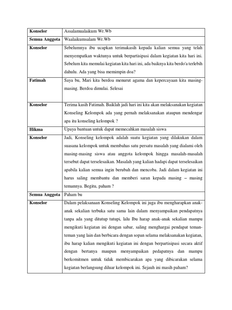 Skenario Konseling Kelompok | PDF