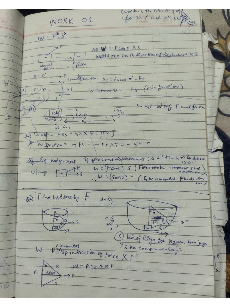 Work Power Energy Physics Wallah Handwritten Notes | PDF