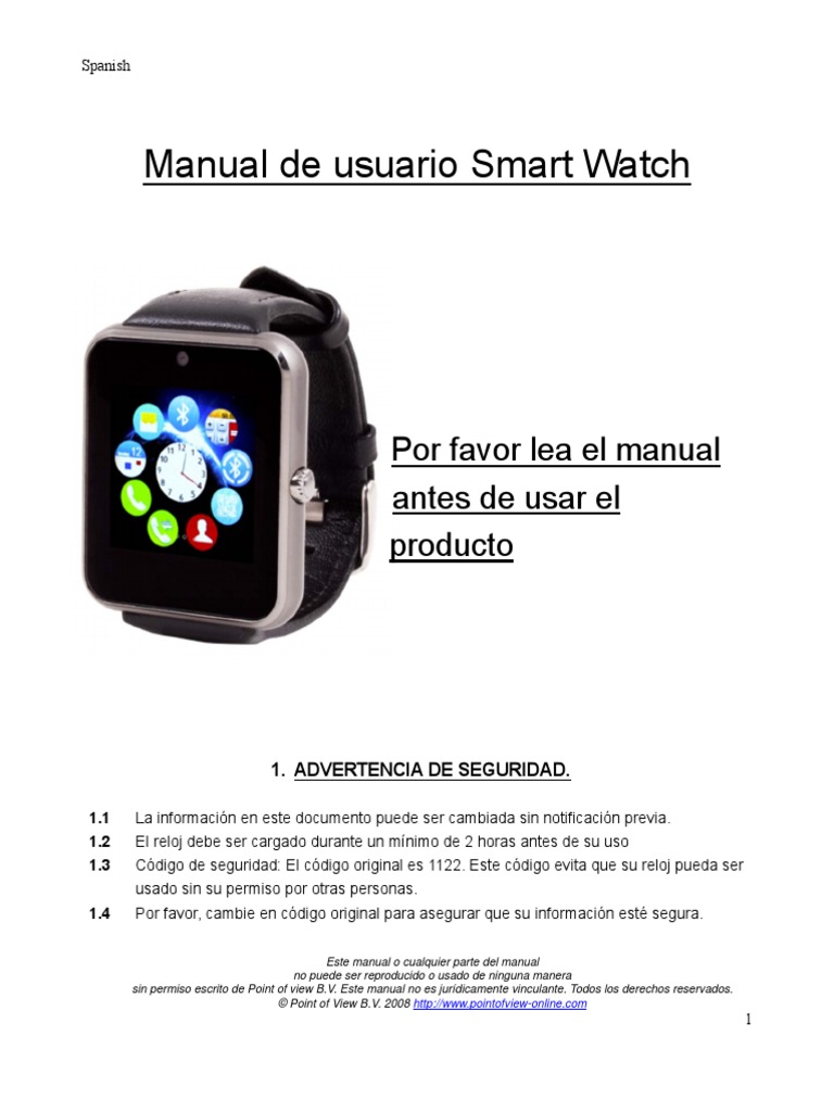 SmartWatch-A1 Manual ES | PDF | Bluetooth | Software de la aplicacion