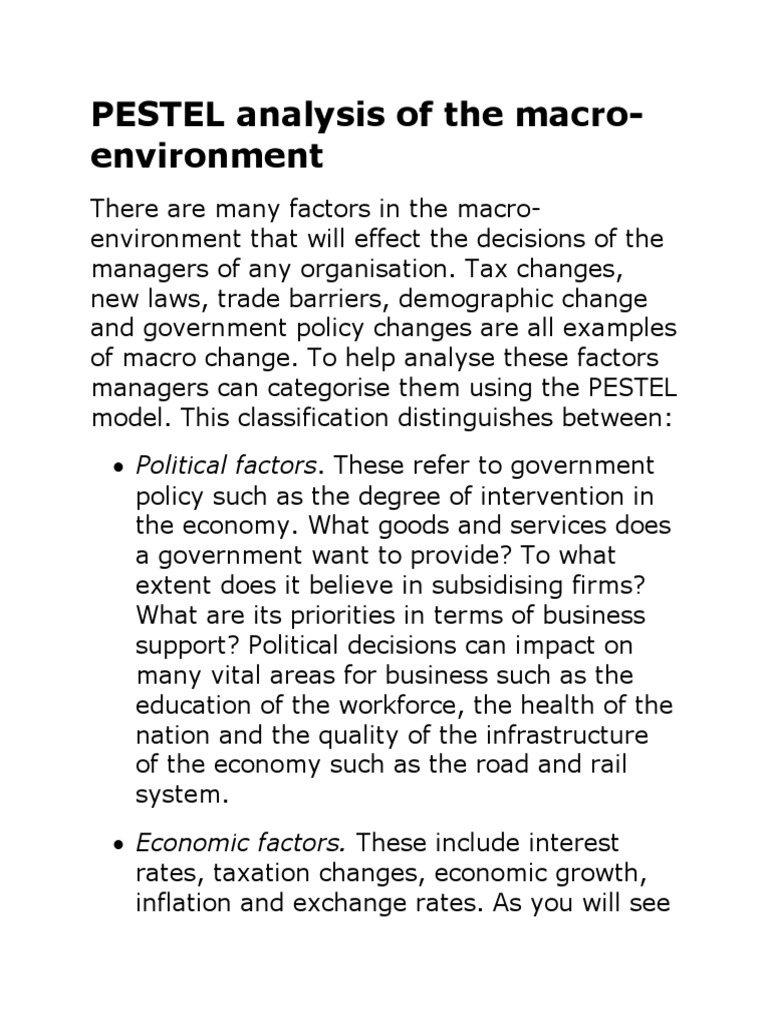 PESTEL Analysis of The Macro-Environment | PDF | Macroeconomics | Inflation