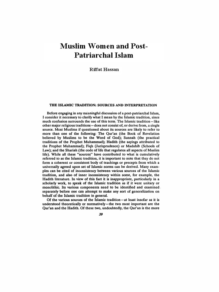Muslim Women and Post Patriarchal | PDF | Hadith | Adam And Eve