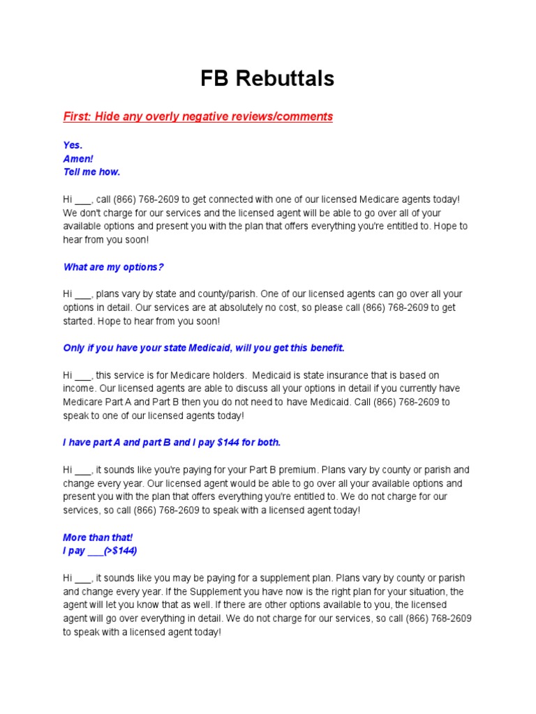 FB Rebuttals: First: Hide Any Overly Negative Reviews/comments | PDF ...