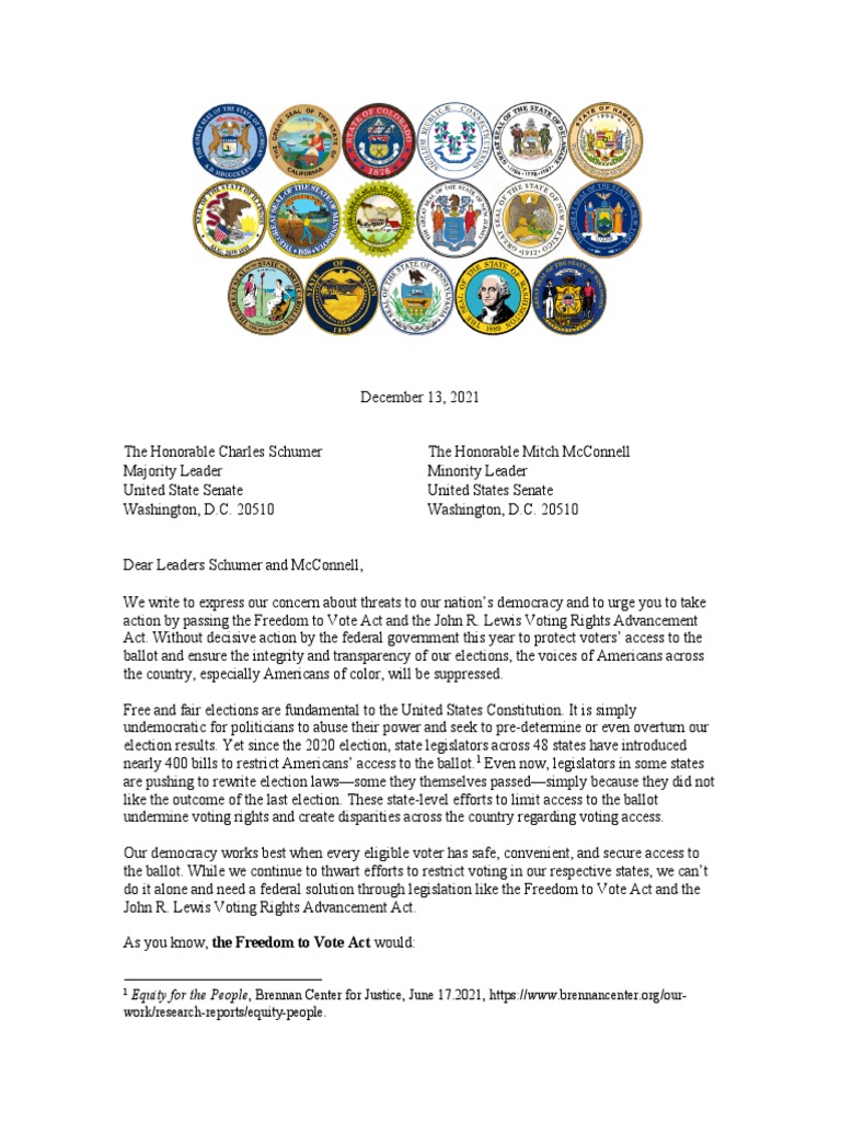 Democracy Letter To Congress | PDF | Elections | Political Events