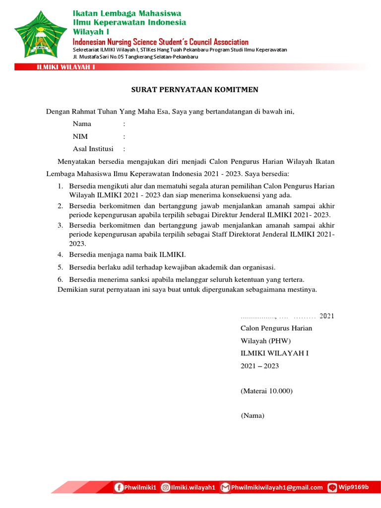 Surat Pernyataan Komitmen | PDF
