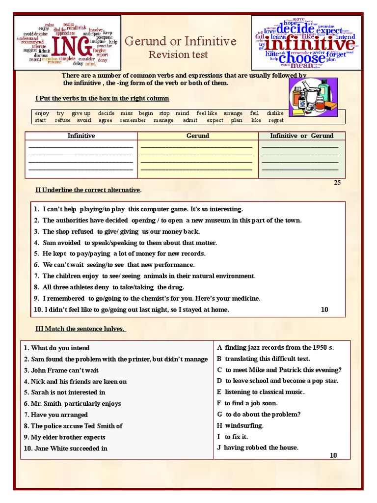 Gerund vs Infinitive Practice Test | PDF