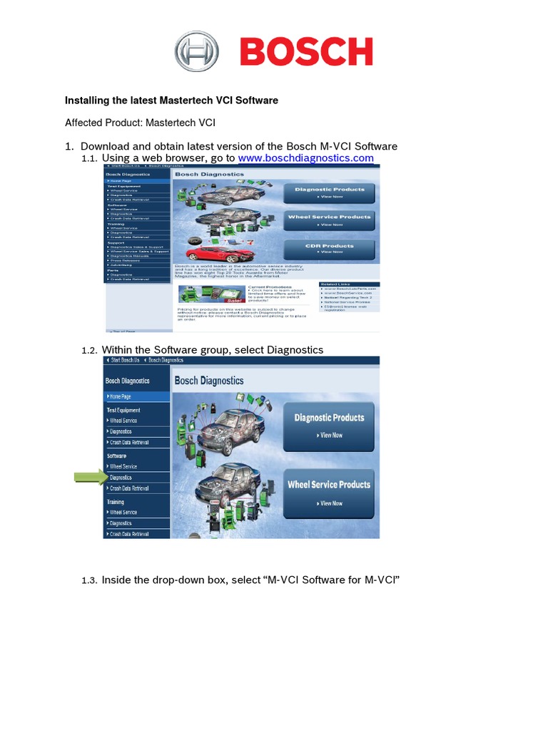 and Obtain Latest Version of The Bosch M-VCI Software Using A Web ...