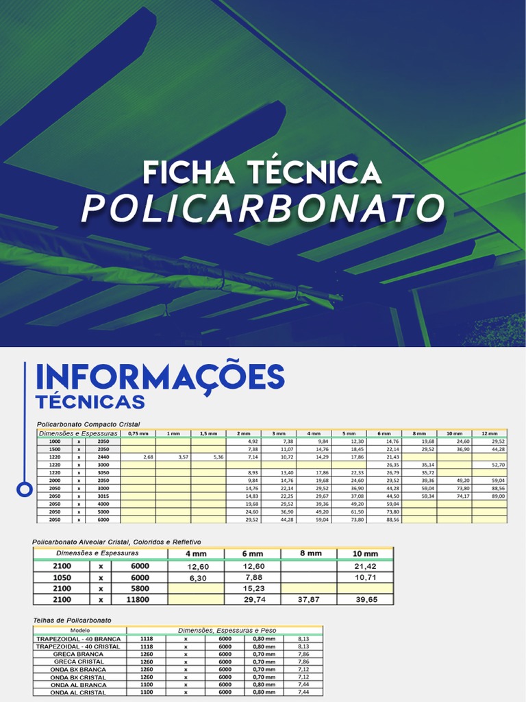 Ficha Técnica Policarbonato Bold | PDF