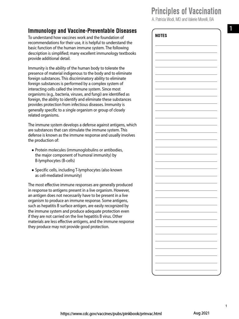 Immunology and Vaccine-Preventable Diseases: Notes | PDF | Vaccines ...