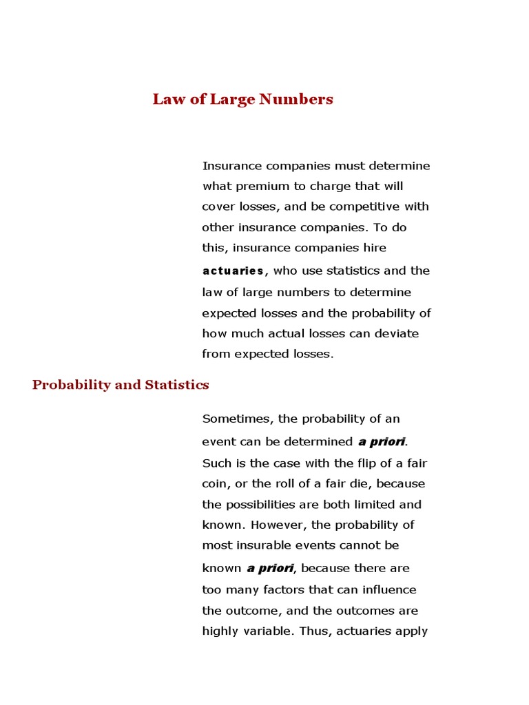 Law of Large Numbers | PDF | Standard Deviation | Variance