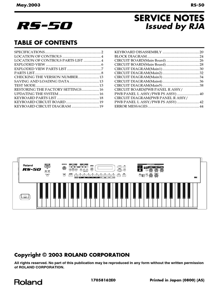 RS-50 ..... Manual | PDF | Synthesizer | Electricity