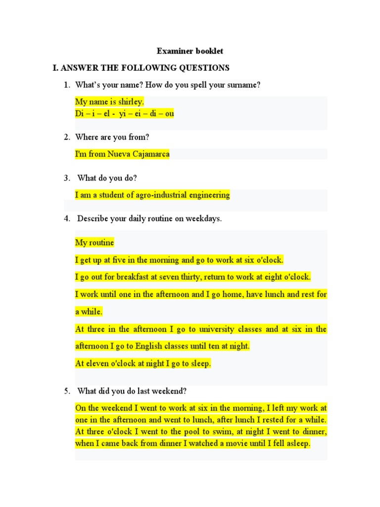 What's Your Name? How Do You Spell Your Surname?: Examiner Booklet I ...