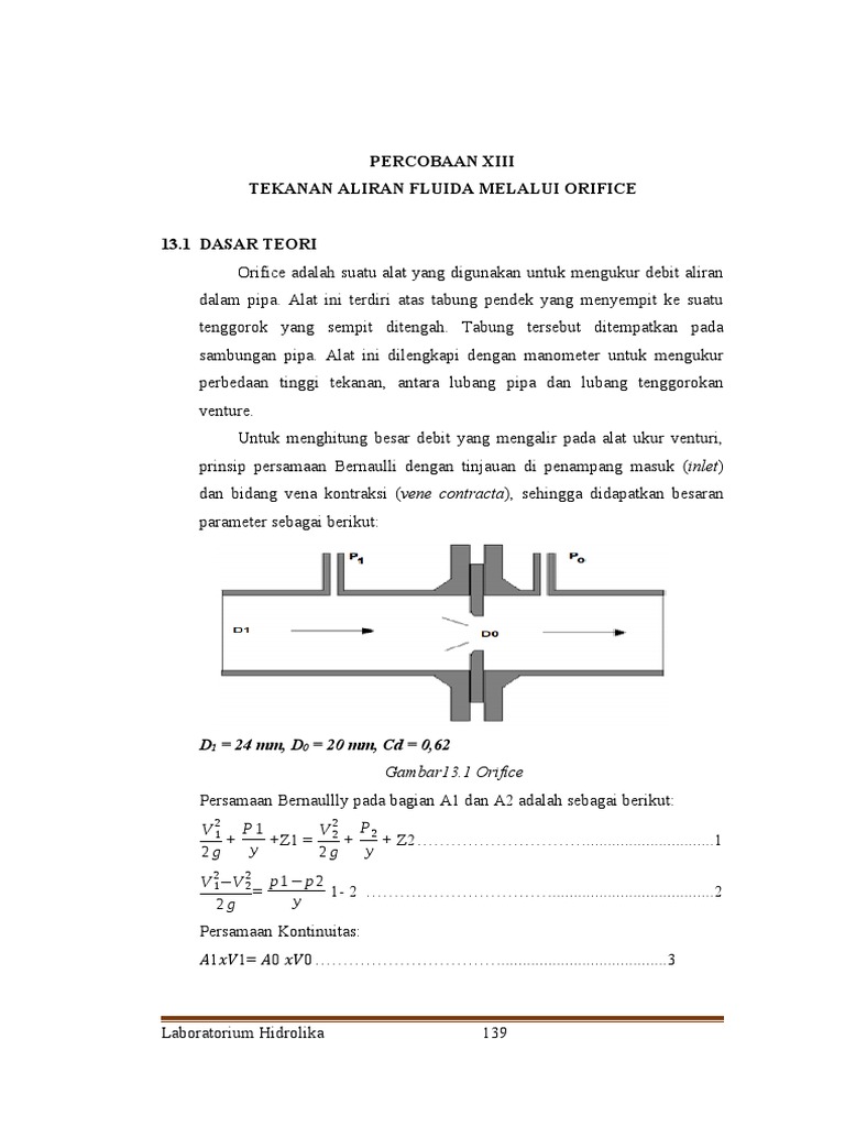 Analisis Aliran Fluida Melalui Orifice | PDF