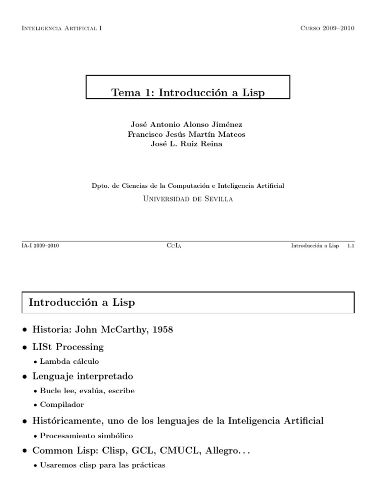 Ejemplos Lisp | PDF | Lenguaje de programación | Programación de computadoras
