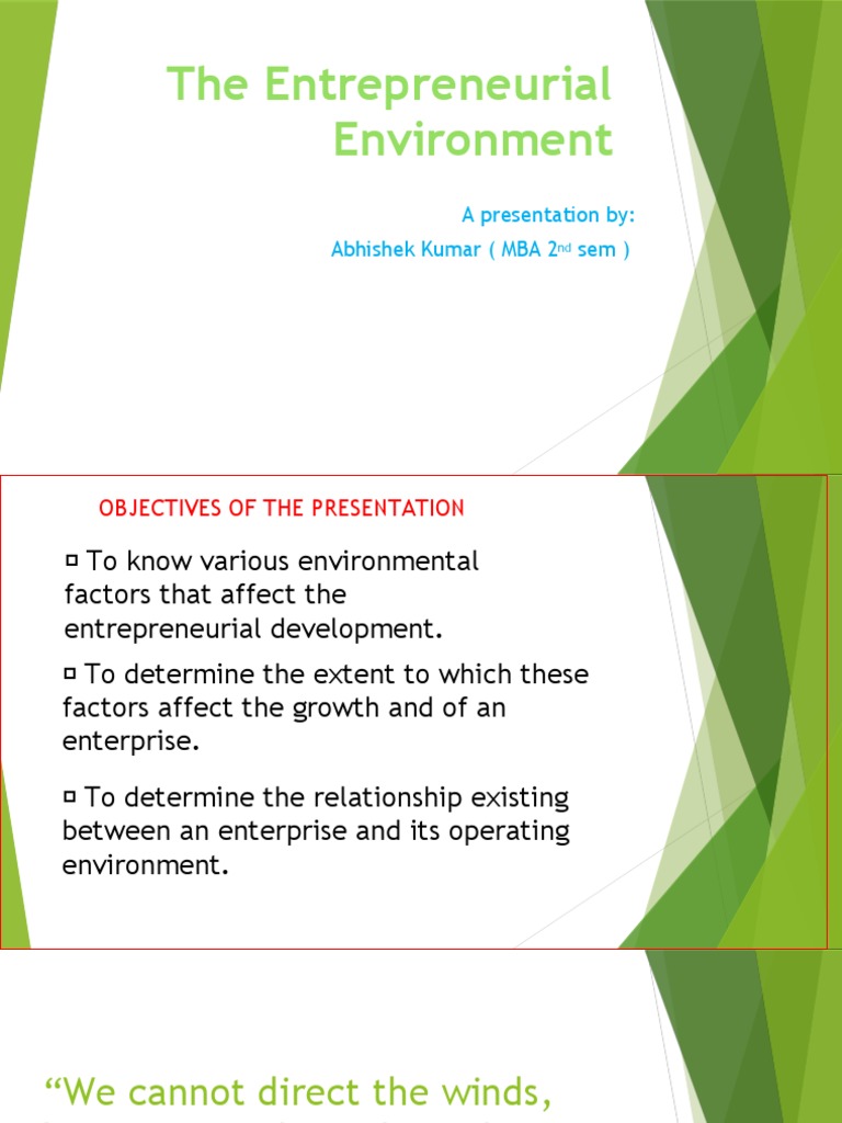 Understanding the Entrepreneurial Environment | PDF | Entrepreneurship ...