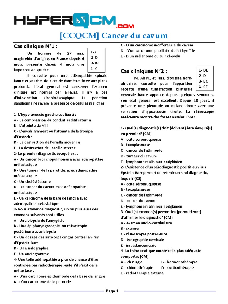 CCQCM - Cancer Du Cavum | PDF | Médecine | Métastase