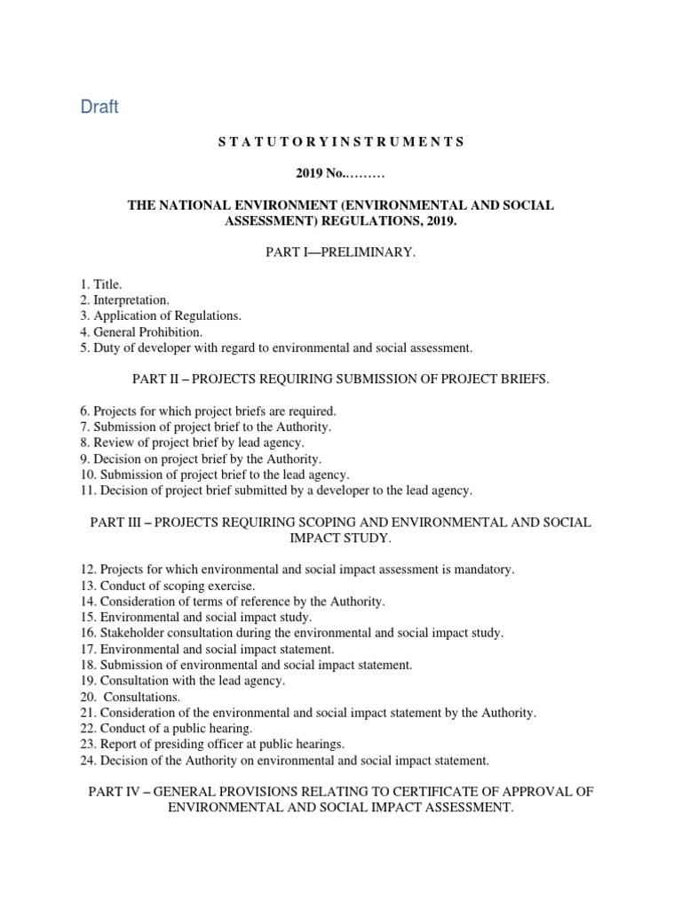 EIA Regulations Draft 2019 | PDF | Environmental Impact Assessment ...