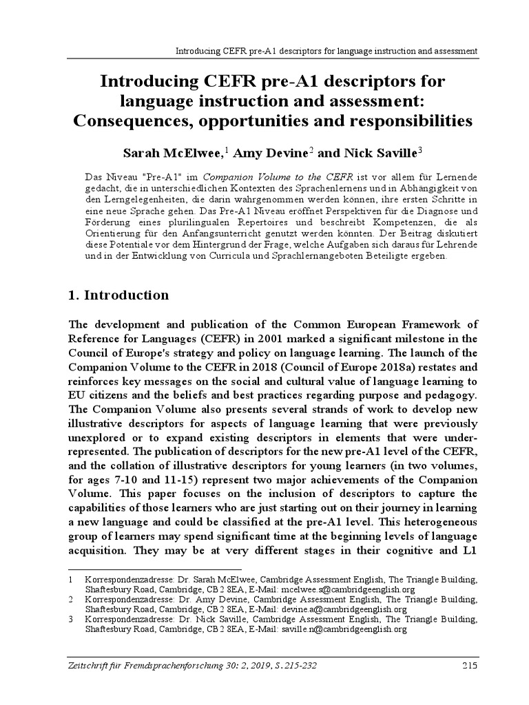 CEFR Pre-A1 Descriptors for Educators | PDF | Learning | Educational ...