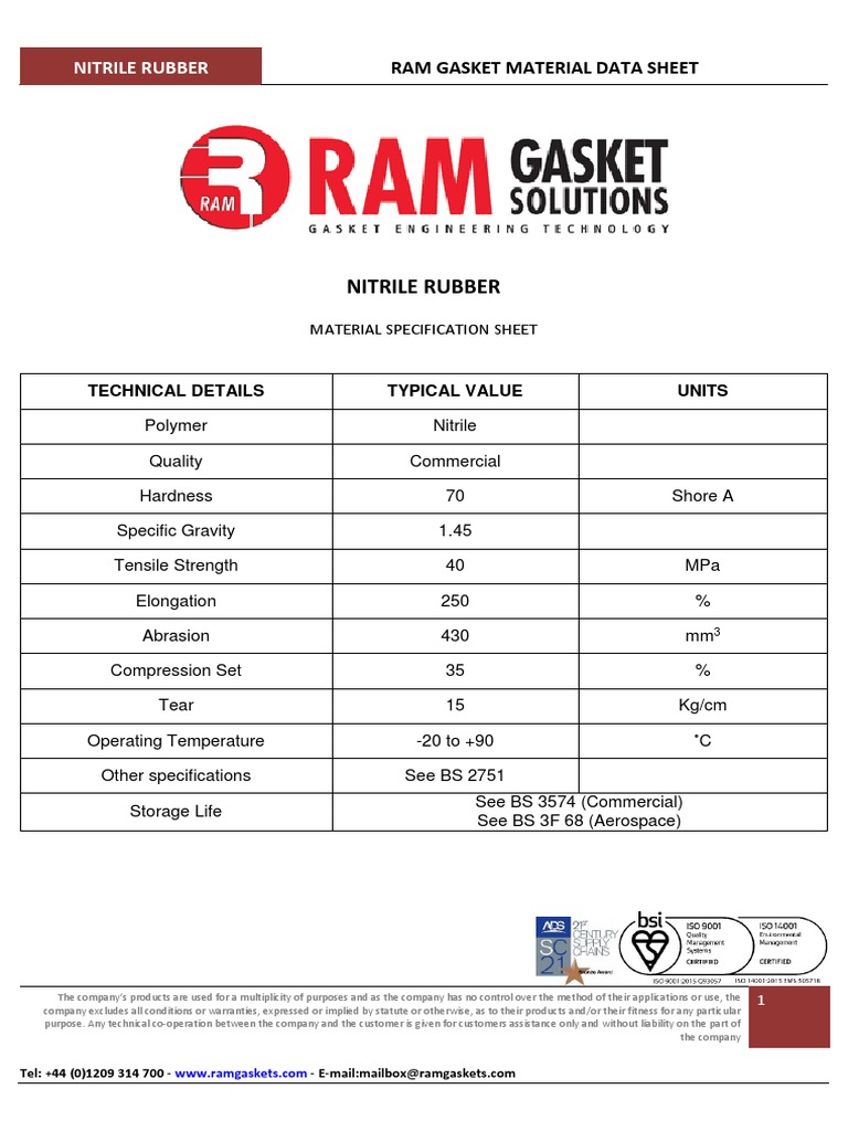 Nitrile Rubber | PDF | Applied And Interdisciplinary Physics | Polymers