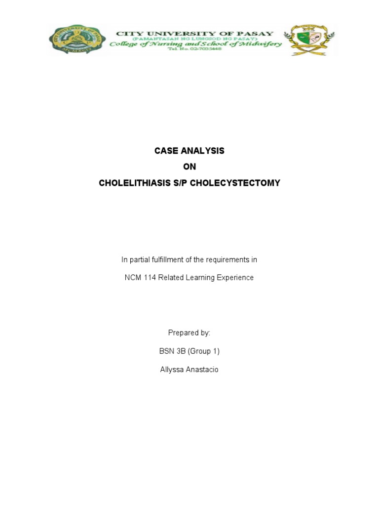 Case Analysis ON Cholelithiasis S/P Cholecystectomy | Descargar gratis ...
