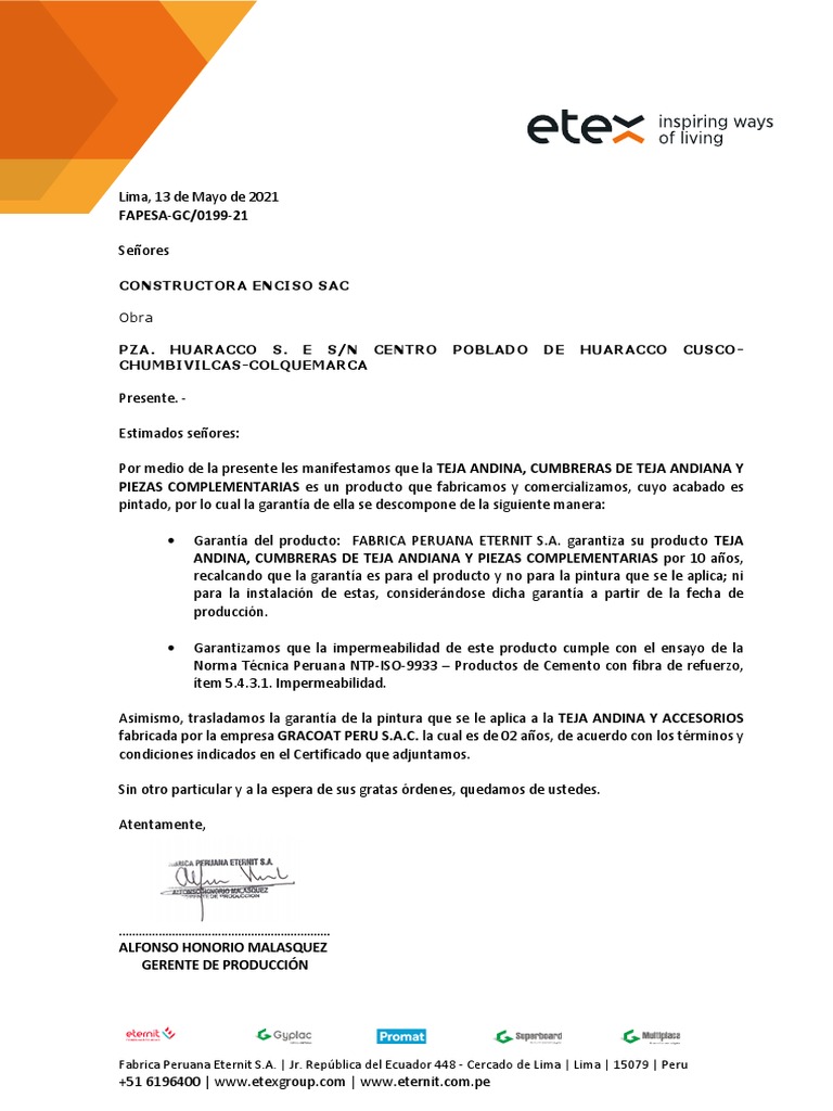 CONSTRUCTORA ENCISO SAC - Teja Andina | Descargar gratis PDF | Perú | Sectores Economicos