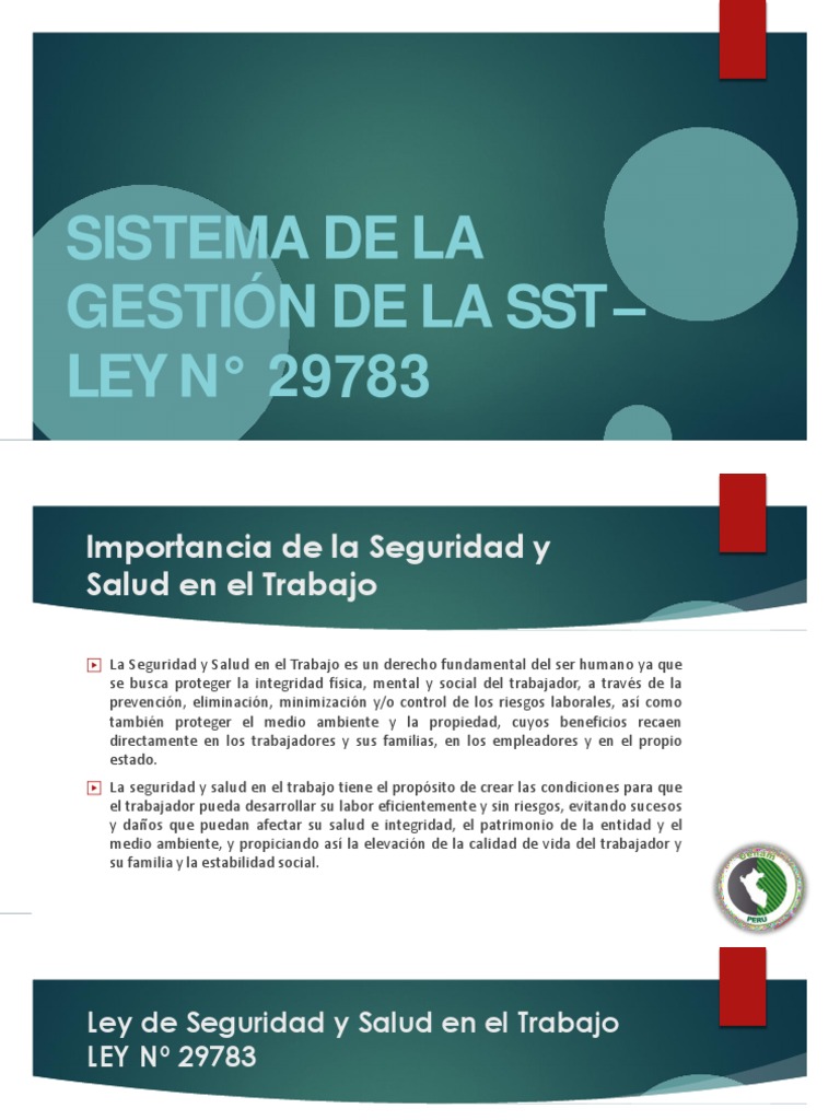 Sistema de La Gestión de La SST - Ley N ° 29783 | PDF | Derecho laboral | Valores