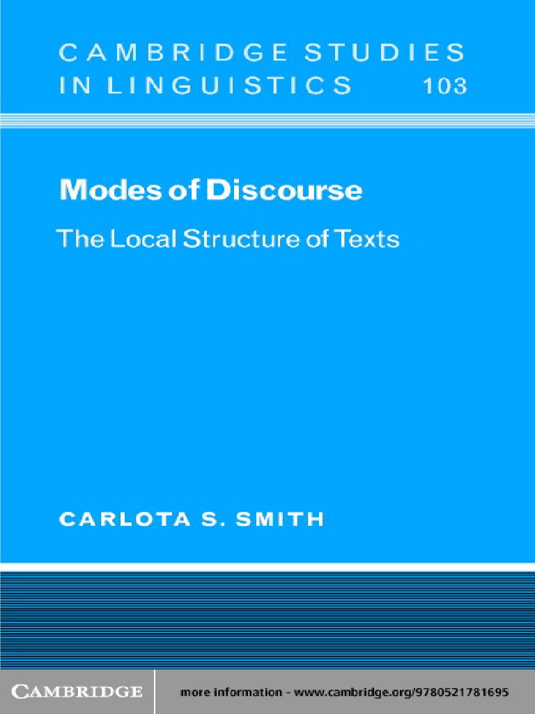 Modes of Discourse - Smith Carlota (2003) | PDF | Syntax | Linguistics