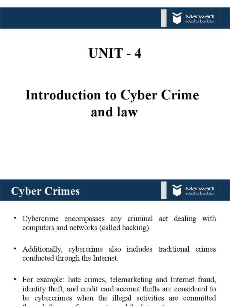 Unit - 4 Introduction To Cyber Crime and Law | PDF | Cybercrime ...