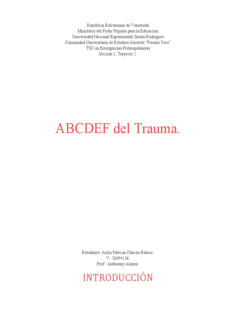 Fisiopatología (ABCDEF Del TRAUMA) | PDF | Legumbres | Dolor