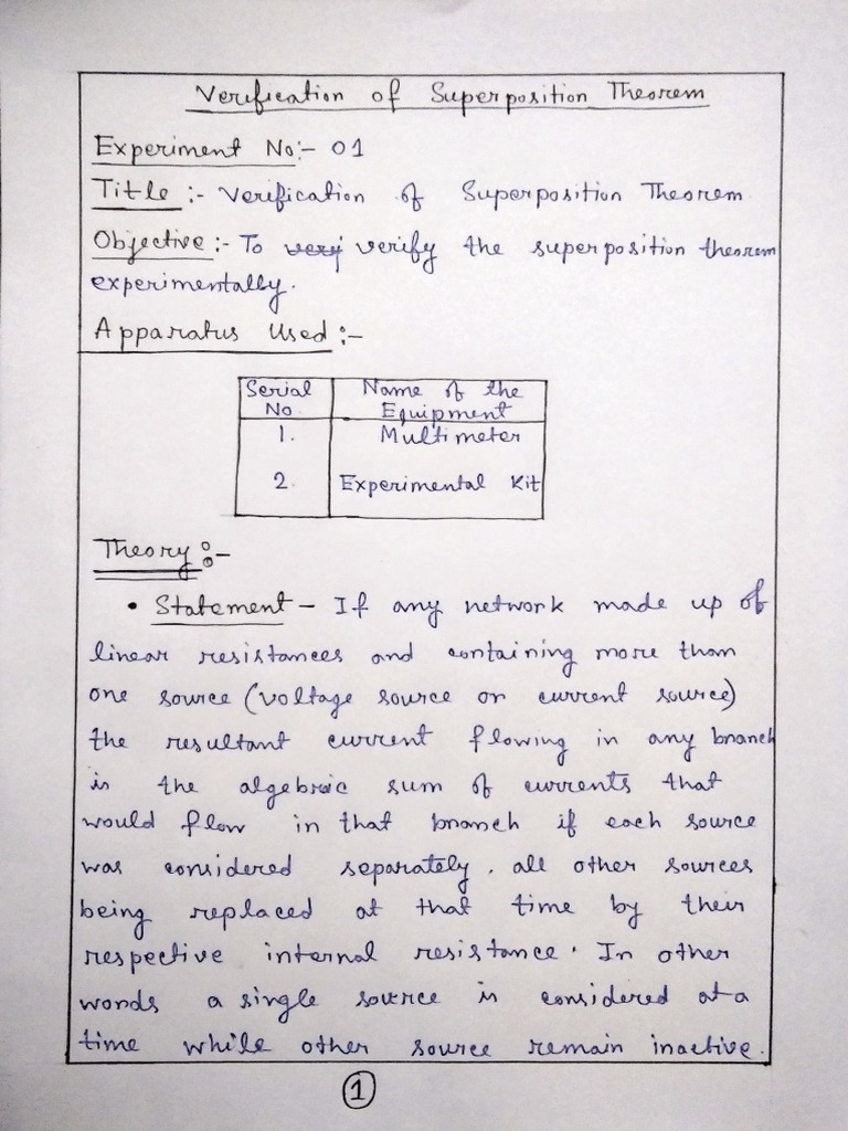 Verification of Superposition Theorem | PDF