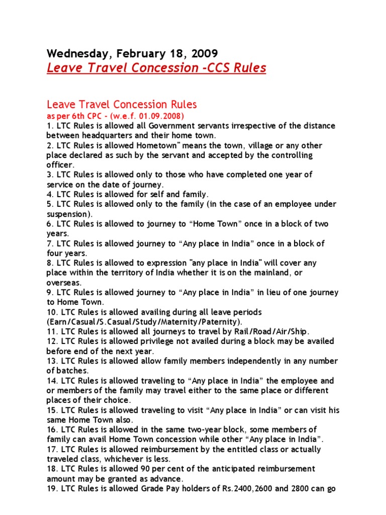 Leave Travel Concession Rules Explained | PDF | Government | Business
