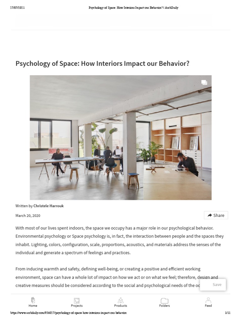 Psychology of Space - How Interiors Impact Our Behavior | PDF ...