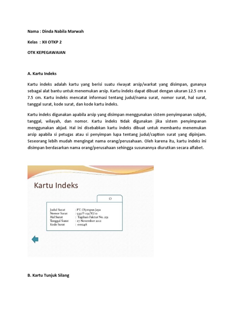 Kartu Indeks, Kartu Tunjuk Silang, Lembar Pinjam Arsip | PDF