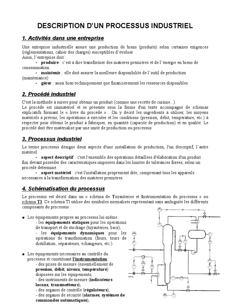 Description Processus Industriel | PDF | Matière première | Pression