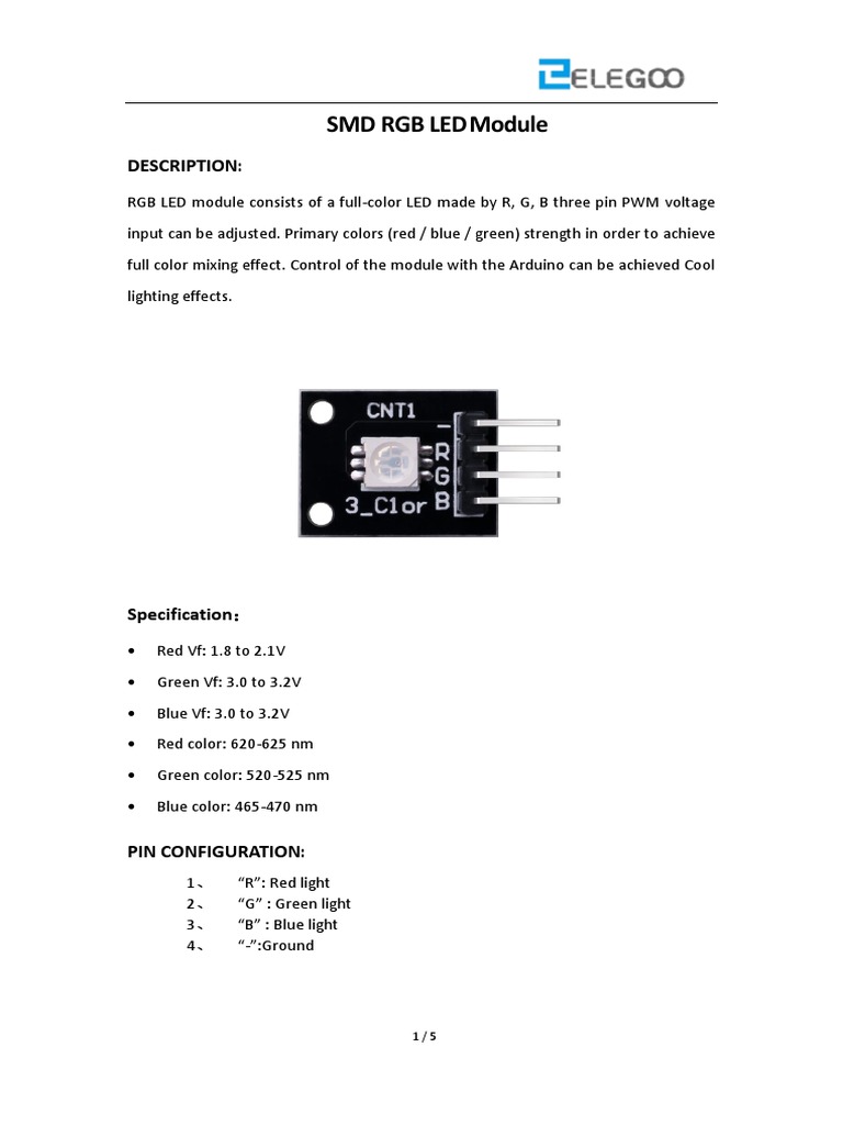 SMD RGB LED Module | PDF | Rgb Color Model | Light Emitting Diode