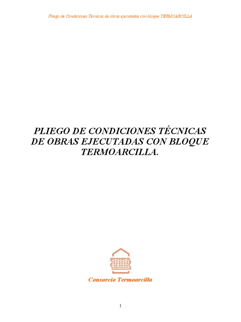 Pliego de Condiciones Tecnicas Termoarcilla | PDF | Hormigón | Ventana