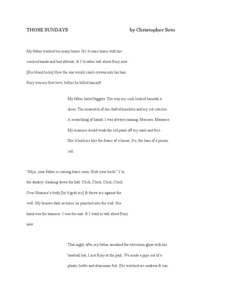 THOSE SUNDAYS - Chris Soto by Christopher Soto | PDF