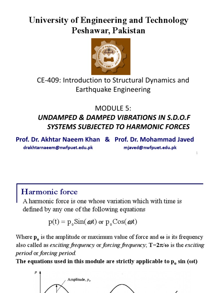 CE-409: Introduction to Structural Dynamics | PDF | Damping | Resonance