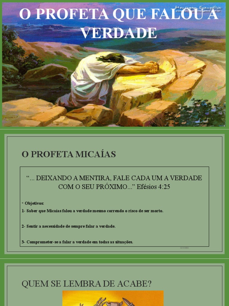 Aula 05 - Ebd - Profeta Micaías | PDF | Verdade | Profeta