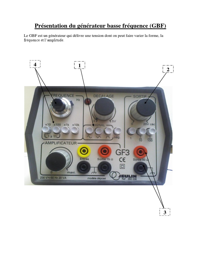 Présentation Du Générateur Basse Fréquence (GBF) | PDF | Méthodes et ...
