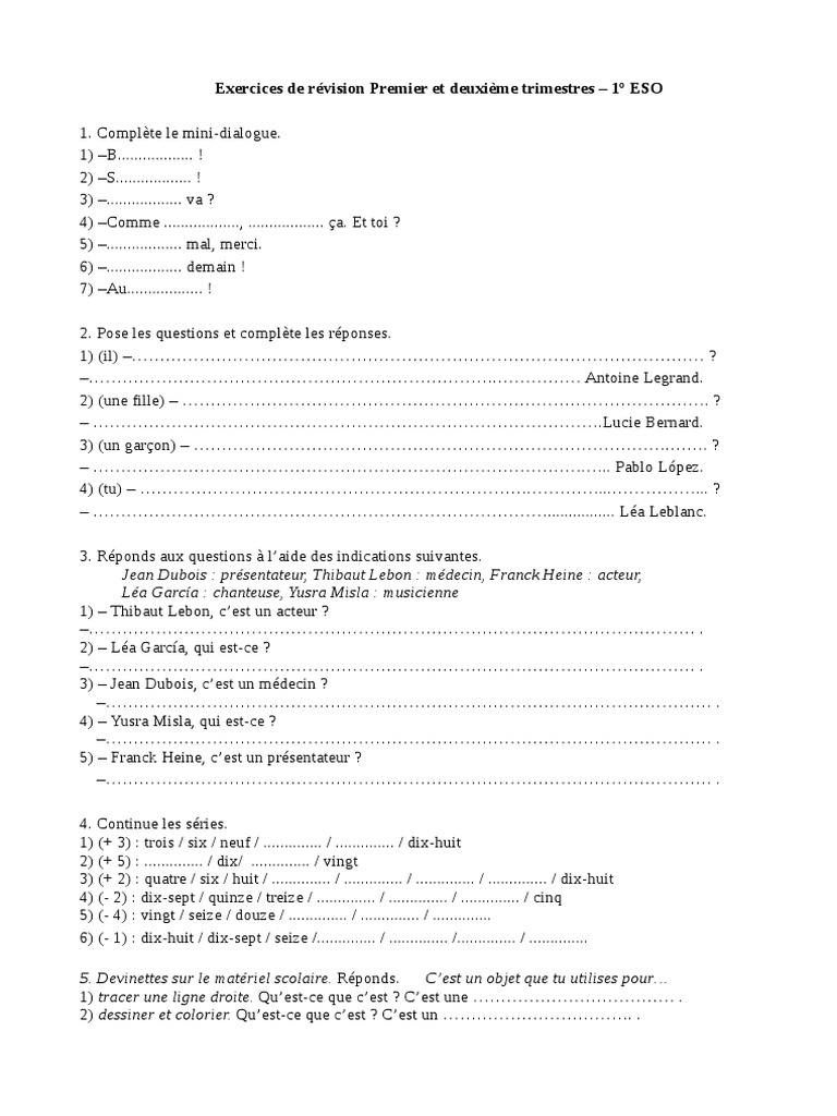 Exercices Révision 1eso | PDF | Graphisme | Qualia
