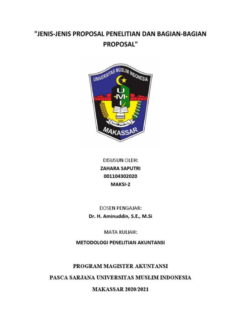 Tugas Jenis-Jenis Proposal Dan Bagian - Bagian Proposal | PDF