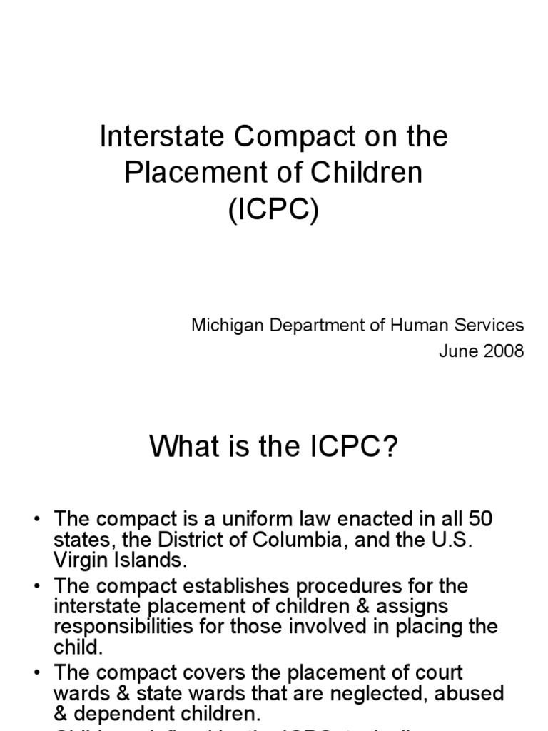 Michigan Interstate Compact On The Placement of Children (ICPC) | PDF ...