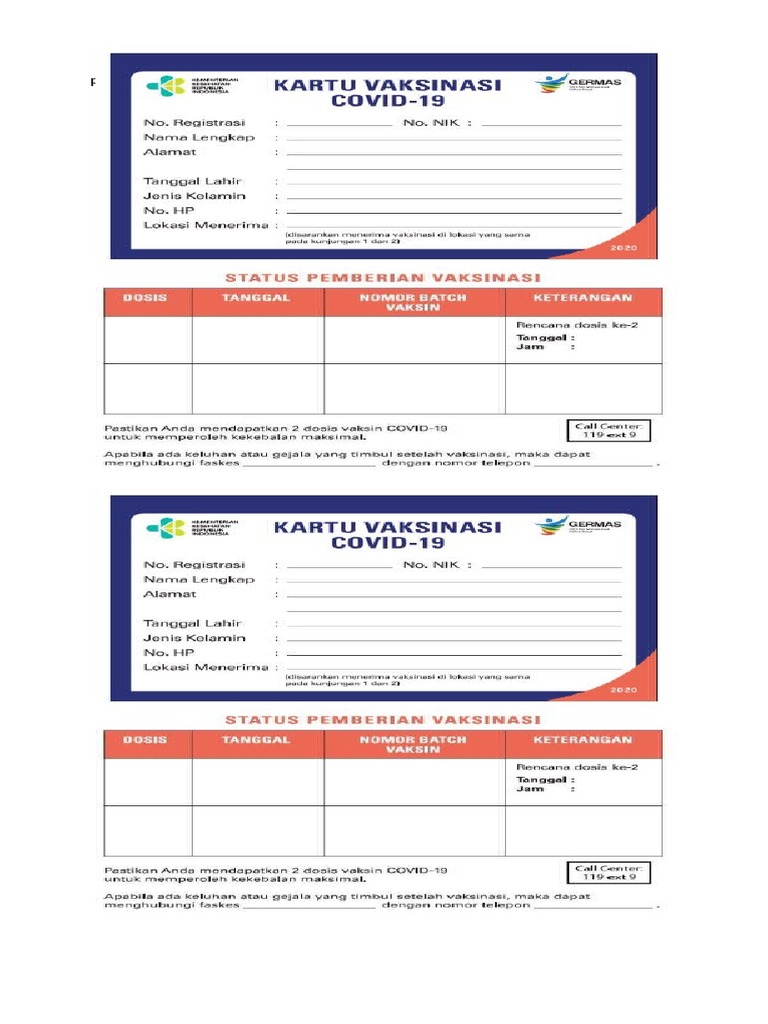 Kartu Vaksin Manual | PDF