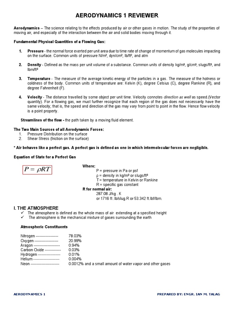 Aerodynamics 1 Reviewer PDF | PDF | Airspeed | Atmosphere Of Earth