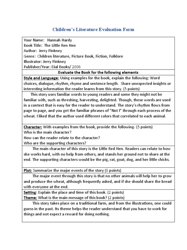 Folk Literature Evaluation | PDF | Cognitive Development | Books
