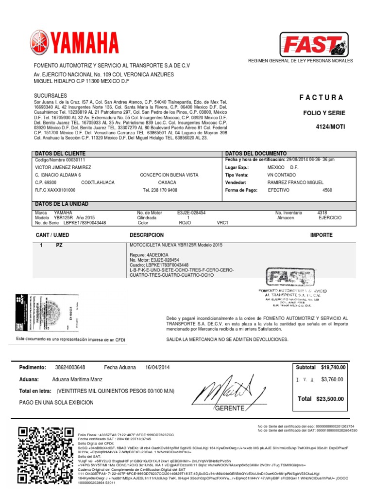 Factura Yamaha | PDF